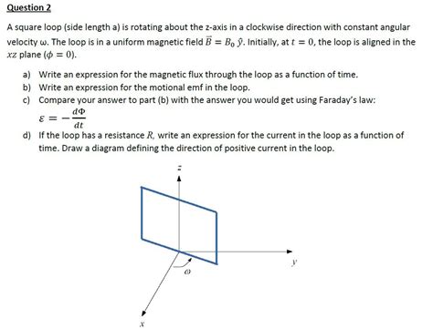 Solved A Square Loop Side Length A Is Rotating About The Chegg