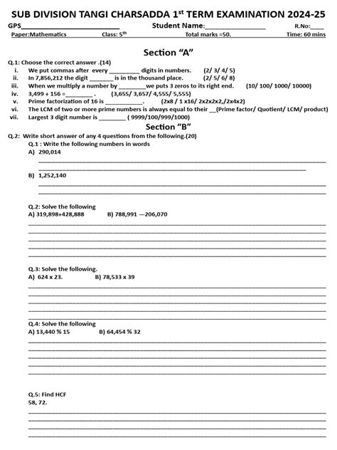 Maths 5th Pdf Mathematics Arithmetic