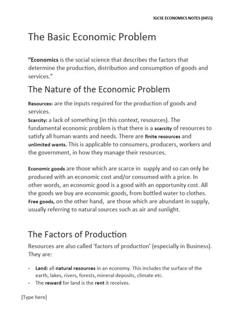 Economics Igcse All Notes Word Pdf Demand Elasticity Economics