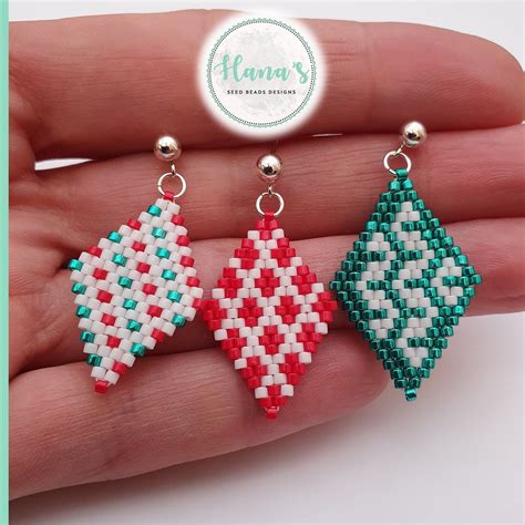 Seed Bead Earring Patterns Brick Stitch Bead Weaving Pdf Etsy
