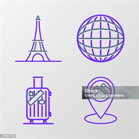 이집트 피라미드 여행 가방 및 스티커 지구 지구본 및 에펠 탑 아이콘과 선지도 포인터를 설정합니다 벡터 0명에 대한 스톡 벡터 아트 및 기타 이미지 Istock