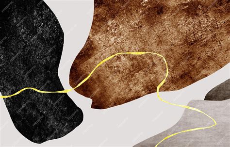 추상 기하학 금 오렌지 배경입니다 프레스코화 그림 걸기 현대 미술의 패션 프리미엄 사진