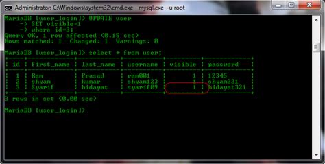 Update Tabel Di Database MYSQL Melalui CMD Computer Network Engineering