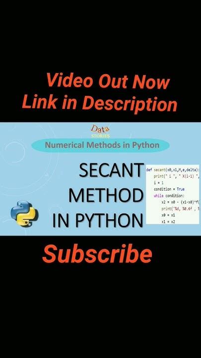 Secant Method In Python Shorts Viral Datastories Youtube