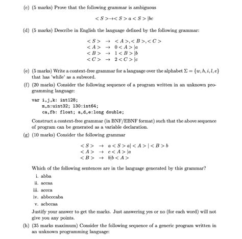 Solved A 8 Marks Using The Grammar