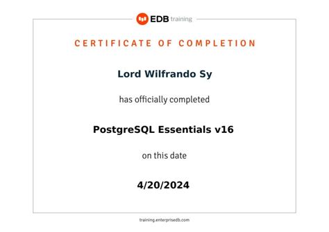lord wilfrando sy on linkedin just finished the course postgresql