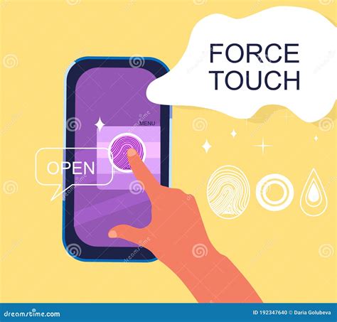 Force Touch Technology Concept Human Hand Uses Pressure Sensors On