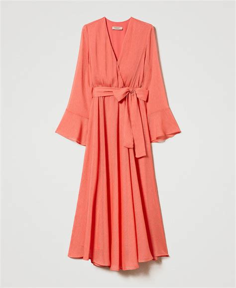Long Lurex Creponne Dress Woman Pink Twinset Milano
