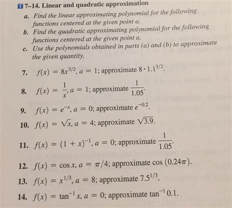 Solved Linear And Quadratic Approximation A Find The Chegg