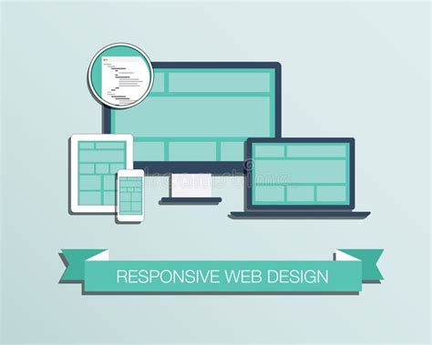Flat Responsive Web Design Development Vector Conc Stock Vector
