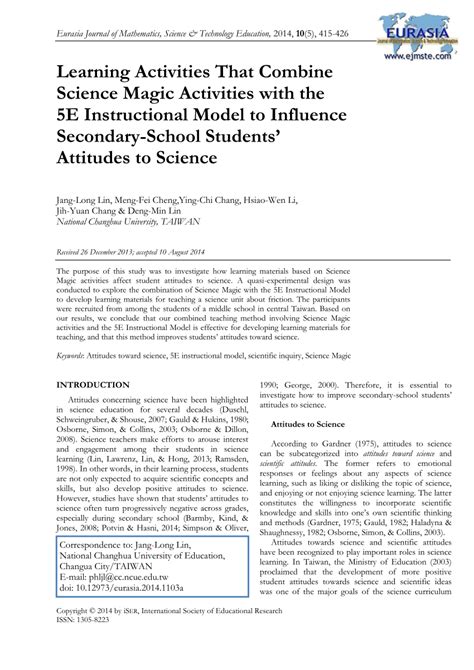 Pdf Learning Activities That Combine Science Magic Activities With The 5e Instructional Model