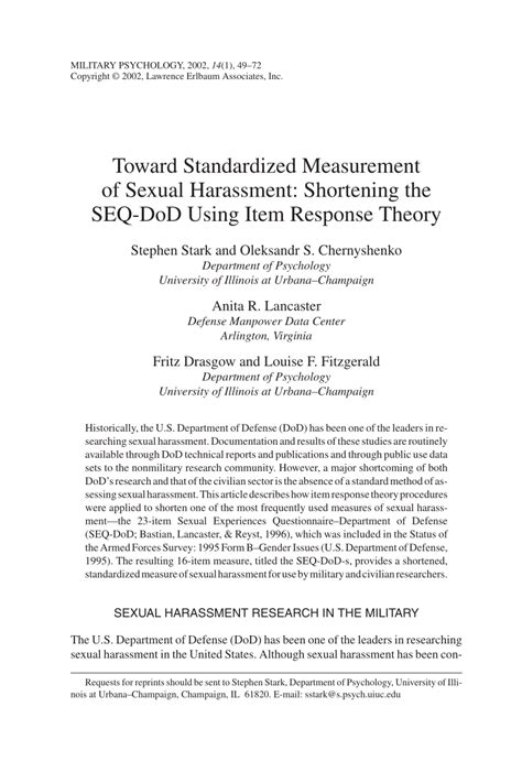 pdf toward standardized measurement of sexual harassment shortening
