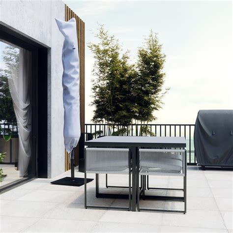 Salon De Jardin Acier Gris Argent Naterial Compass 4 Personnes Jardin