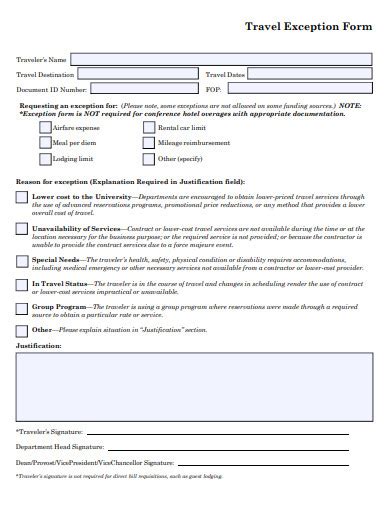 Free 33 Exception Form Samples In Pdf Ms Word