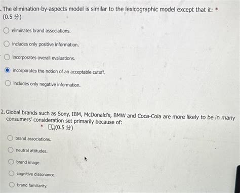 solved the elimination by aspects model is similar to the