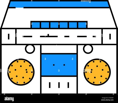 Cassette Stereo Boombox Player Icon Color Illustration Stock Vector