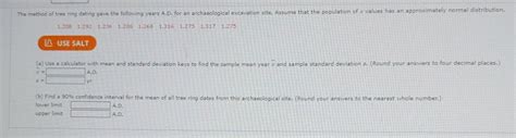 Solved The Method Of Tree Ring Dating Gave The Following