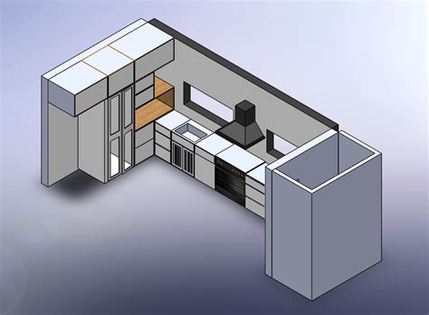 厨房布局 Solidworks 2020 模型图纸下载 懒石网