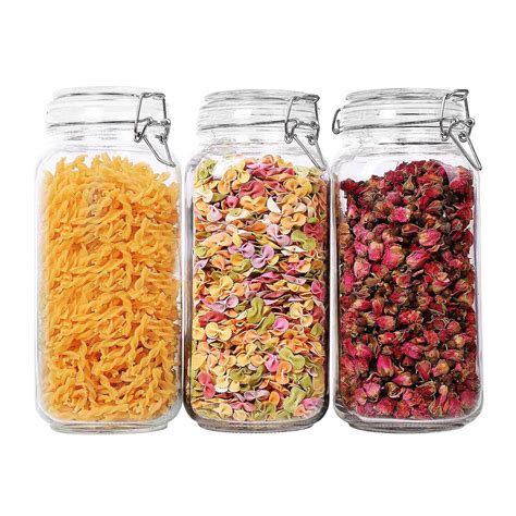 Buy Comsaf Glass Storage Jars With Lids 2300ml Food Canisters Set Of 3