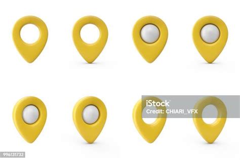 흰색 배경에 고립 3d 렌더링 설정의 노란 지도 포인터 0명에 대한 스톡 사진 및 기타 이미지 0명 3차원 형태 가리키기 Istock