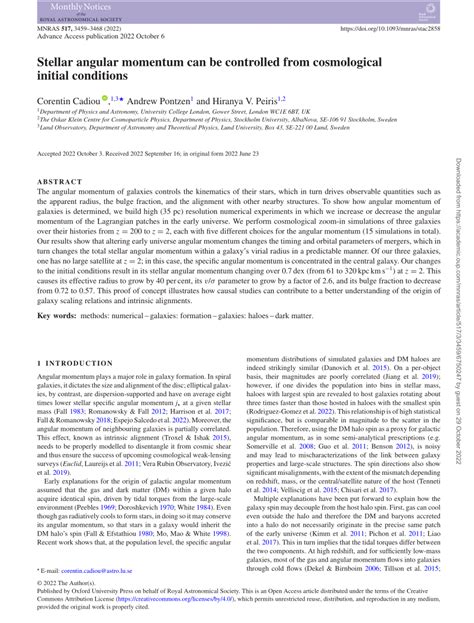 Pdf Stellar Angular Momentum Can Be Controlled From Cosmological