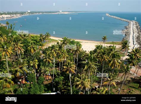 Thangasseri Beach And Jetty From Light House Kollam State Kerala India
