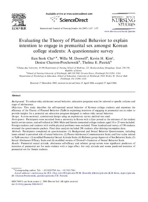 Pdf Evaluating The Theory Of Planned Behavior To Explain Intention To
