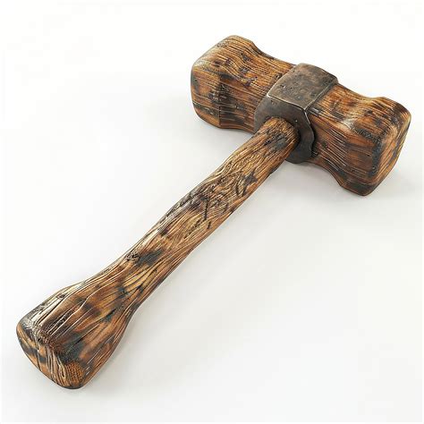 Premium Photo A Wooden Hammer Made By Wood With A Wood Carving On It