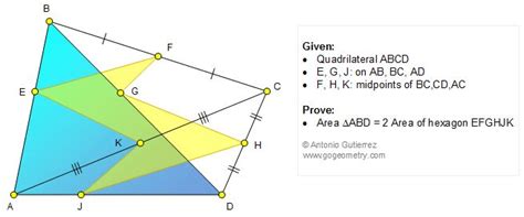 Math Geometry Problem 1187 Triangle Quadrilateral Midpoints Area Math Teacher Master Degree
