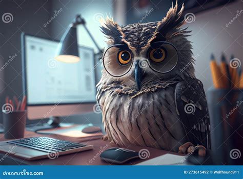 Portrait Of An Anthropomorphic Owl As A Developer In The Office