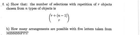 solved 1 a show that the number of selections with