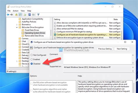 Disable Hardware Based Encryption On Operating System Drives