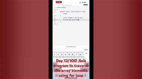13 java program to traverse the array elements using for loop shorts