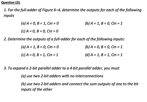 solved 1 for the full adder of figure 6 4 determine the