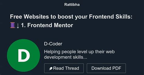 Free Websites To Boost Your Frontend Skills 🧵↓ Thread From D Coder Damncoder Rattibha