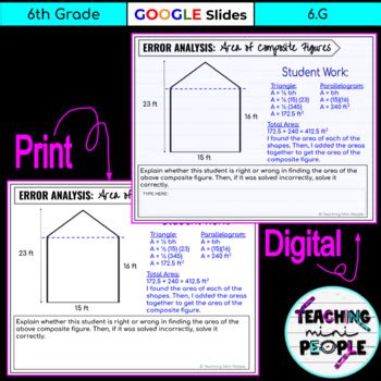 6th Grade Area Of Composite Figures Error Analysis Composite Area Assessment