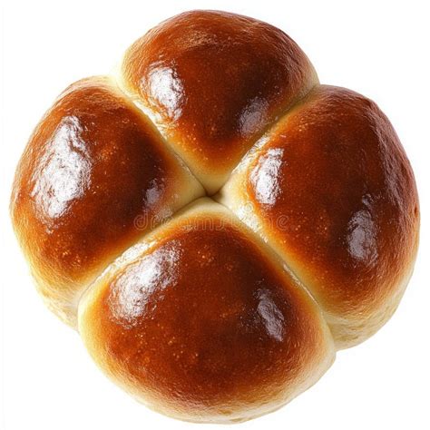 Kaiser Roll Isolated On White Top View Freshly Baked Crusty Roll