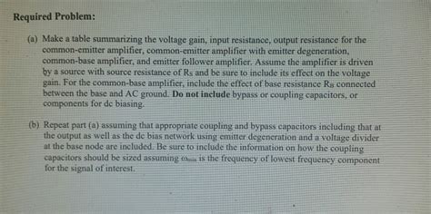 Solved Required Problem A Make A Table Summarizing The