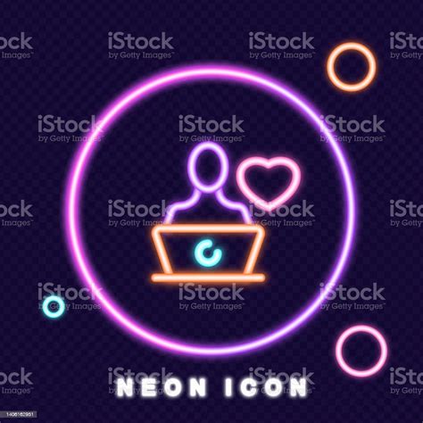 모임 웹 사이트 줄 아이콘입니다 서신 사랑 동정 커플 관계 요약 마음 로맨스 지인 개념 네온 글로우 스타일 비즈니스 및 광고에 대한 벡터 라인 아이콘 3차원 형태에 대한