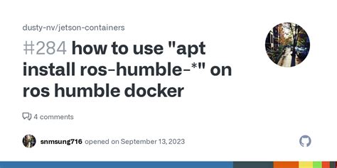 How To Use Apt Install Ros Humble On Ros Humble Docker · Issue 284 · Dusty Nvjetson