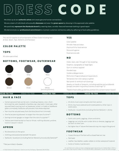 Ideas Starbucks Personal Hygiene Starbucks Dress Code Starbucks