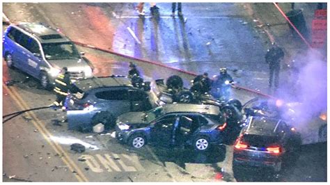 Watch Video Shows Aftermath Of Chicago Fiery Multi Car Crash That Left