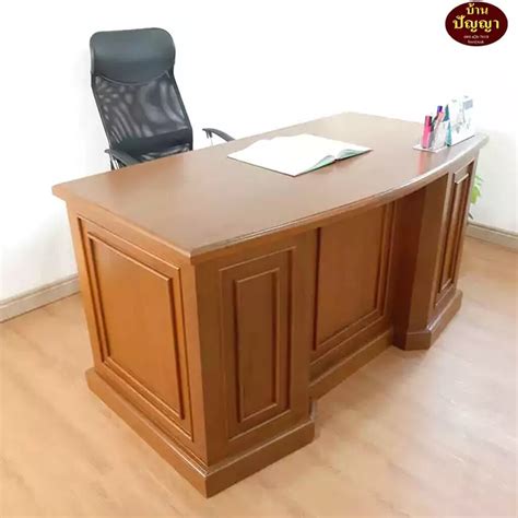 โต๊ะทำงานเสริมฮวงจุ้ยไม้สัก หน้าลูกฟัก Shopee Thailand