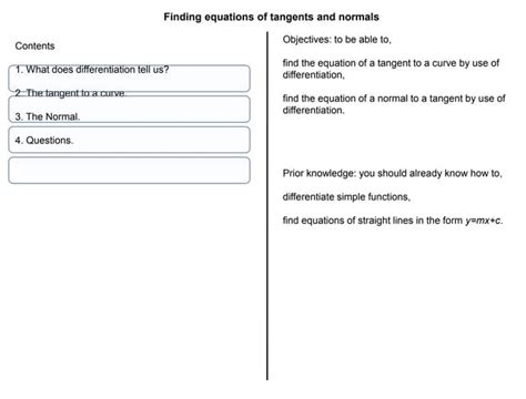 Equation Of Tangent And Normal Pptx