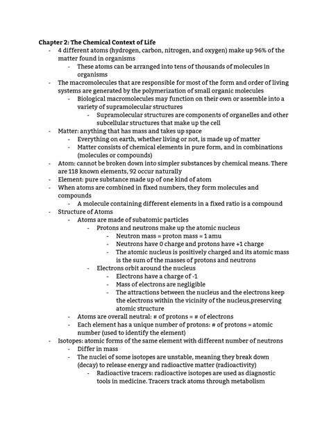 BIO 202 Chapter 2 Lecture Notes 2 Chapter 2 The Chemical Context Of Life 4 Different