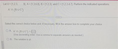 Solved Let U 1239 A 1368 B 123 And