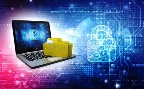 3d Illustration Of Data Sharing With Computer Stock Illustration