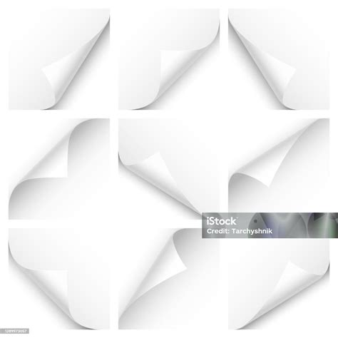 투명한 배경 컬렉션에 그림자가 있는 말린 페이지 코너 용지 한 장 벡터 일러스트레이션 가장자리에 대한 스톡 벡터 아트 및 기타 이미지 가장자리 각도 굽은 Istock