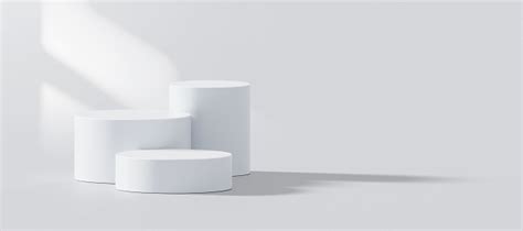 흰색 연단 배경 현대 3d 플랫폼 프리젠 테이션 제품 디스플레이 무대 추상 스탠드 쇼케이스 최소한의 빛 그림자 빈 모형 장면