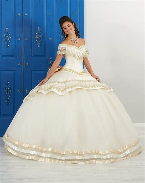 La Glitter 24046 Lace Applique Off Shoulder Mikado Tulle Ballgown